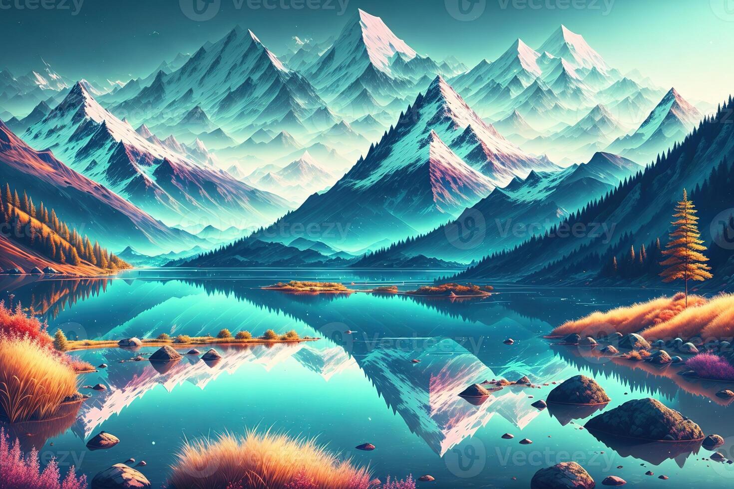 Summer nature landscape background with mountain lake by 22513257 Stock ... Summer nature landscape background with mountain lake by 22513257 Stock ...