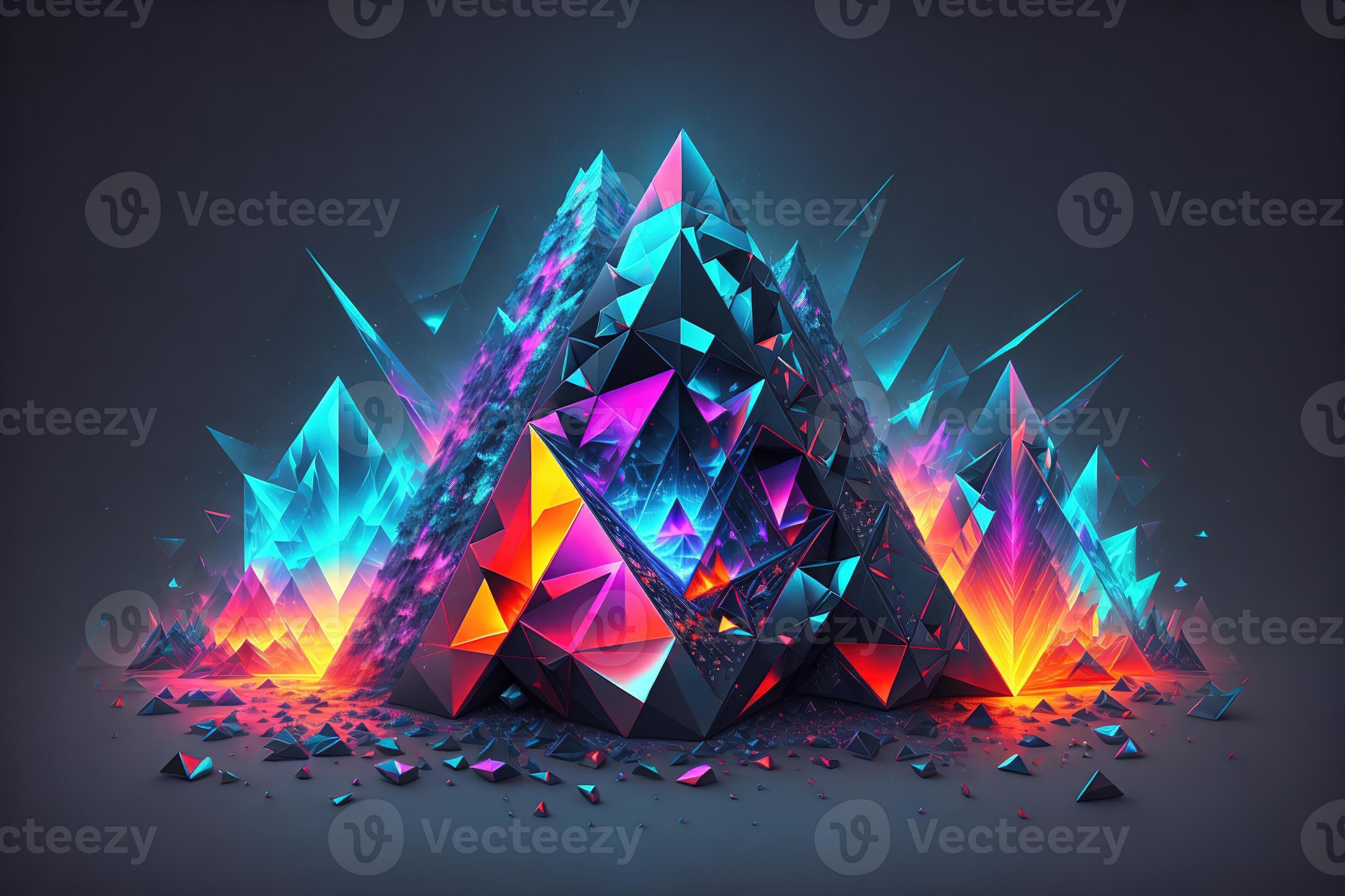 tetrahedron cubes cyberpunk. abstract surreal geometric shape on dark background by 22513265 ...