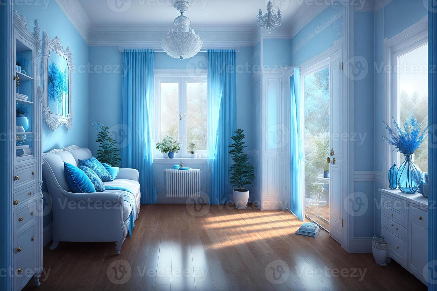 pretty blue room interior by 22513388 Stock Photo at Vecteezy