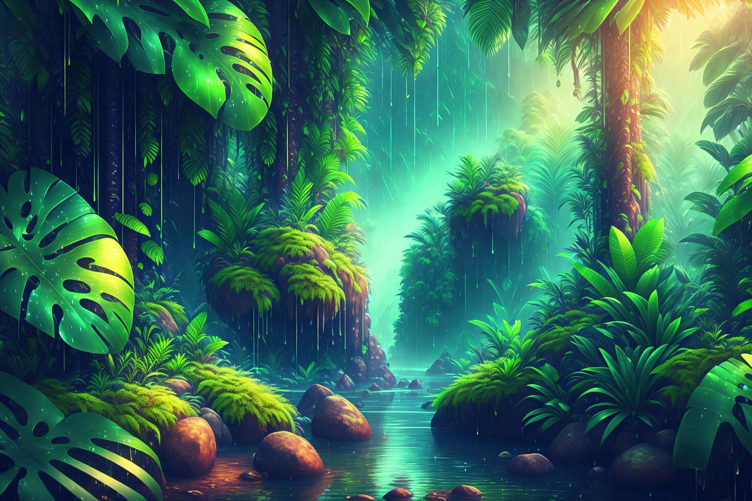 Rain Forest Background by ai generated 22513396 Stock Photo at Vecteezy