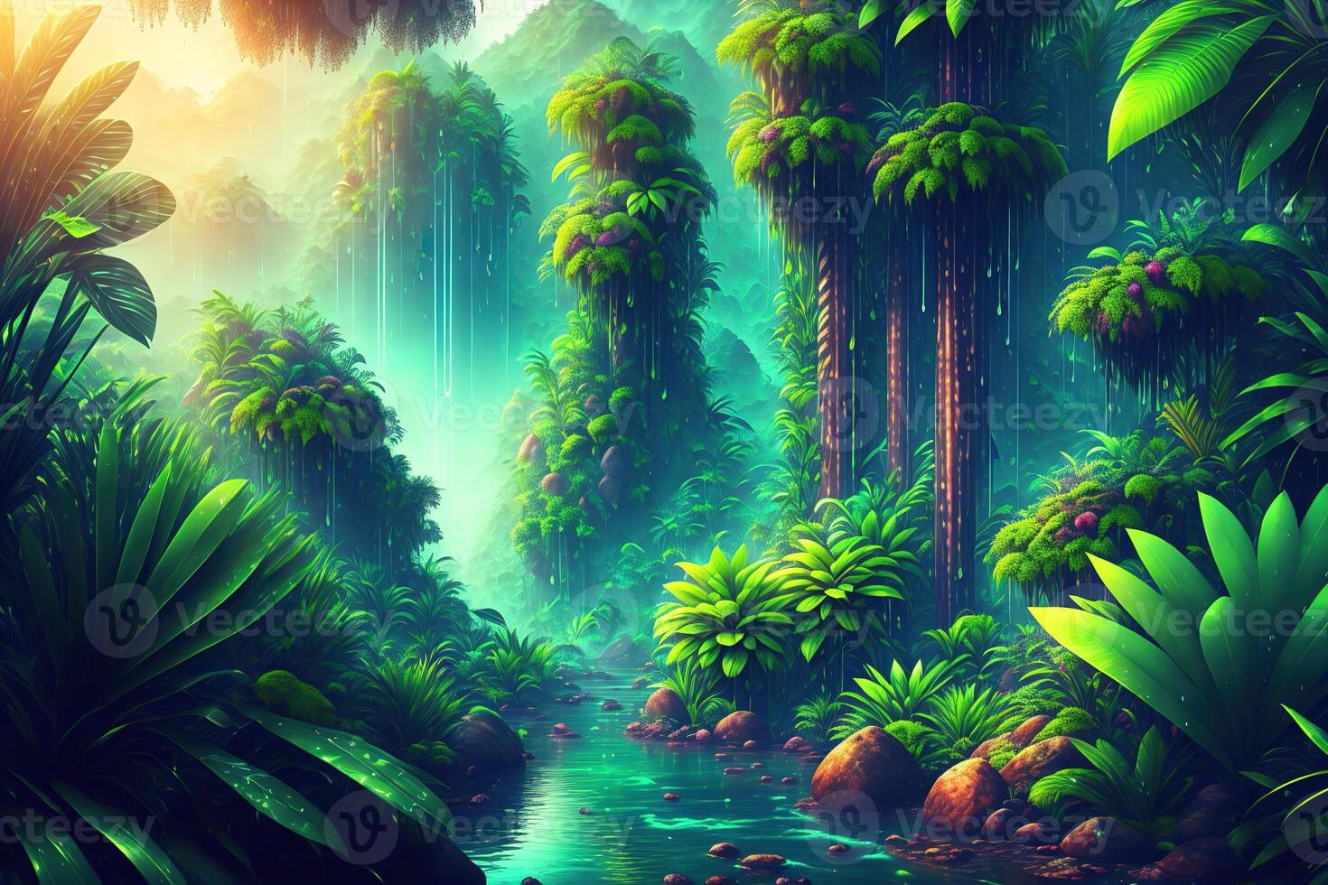 Rain Forest Background by 22513398 Stock Photo at Vecteezy