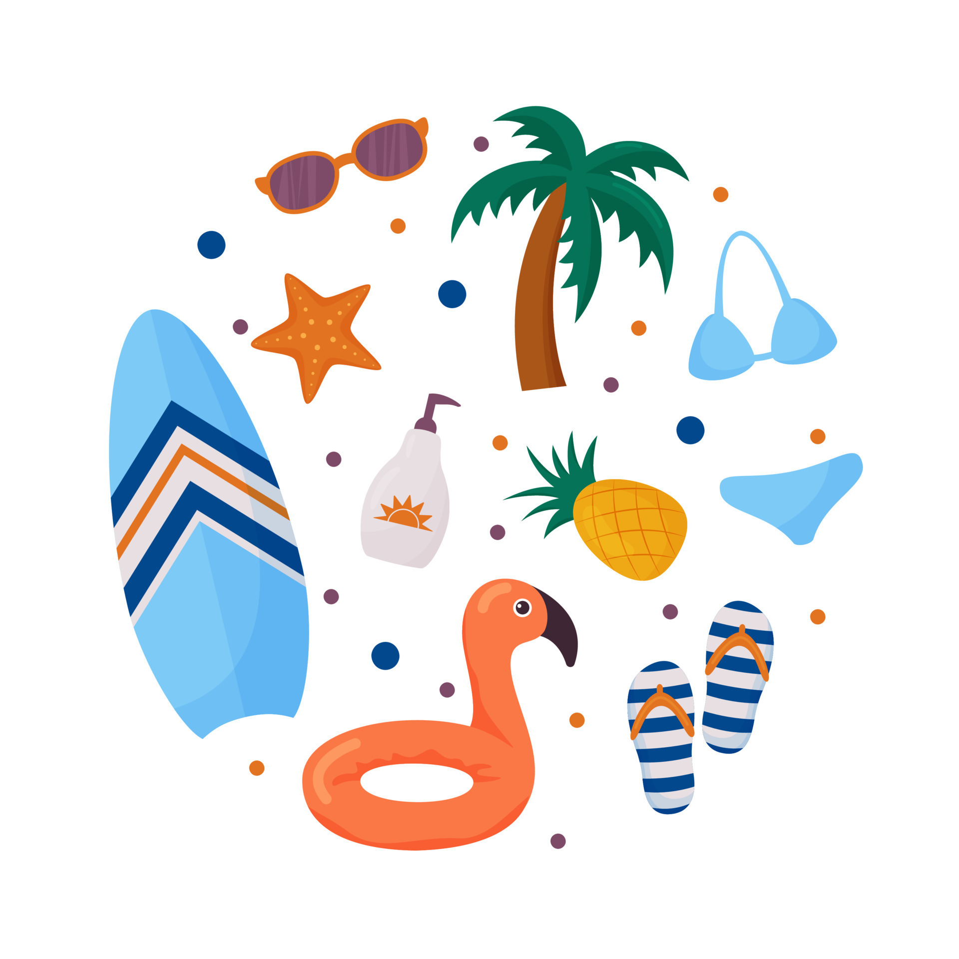 summer clip art set 22516228 Vector Art at Vecteezy