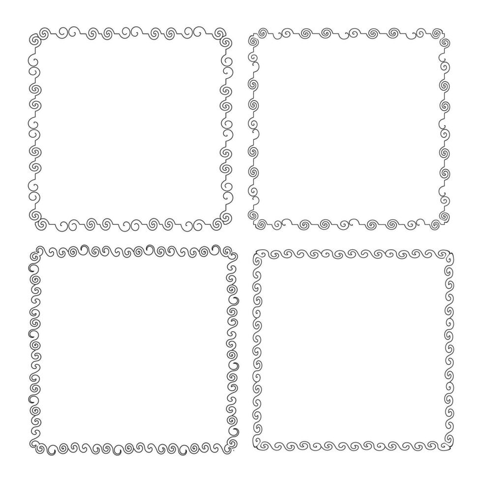 Set Of Calligraphic Abstract Square Frame Decorative Line Art Scroll Vintage Ornate Frame