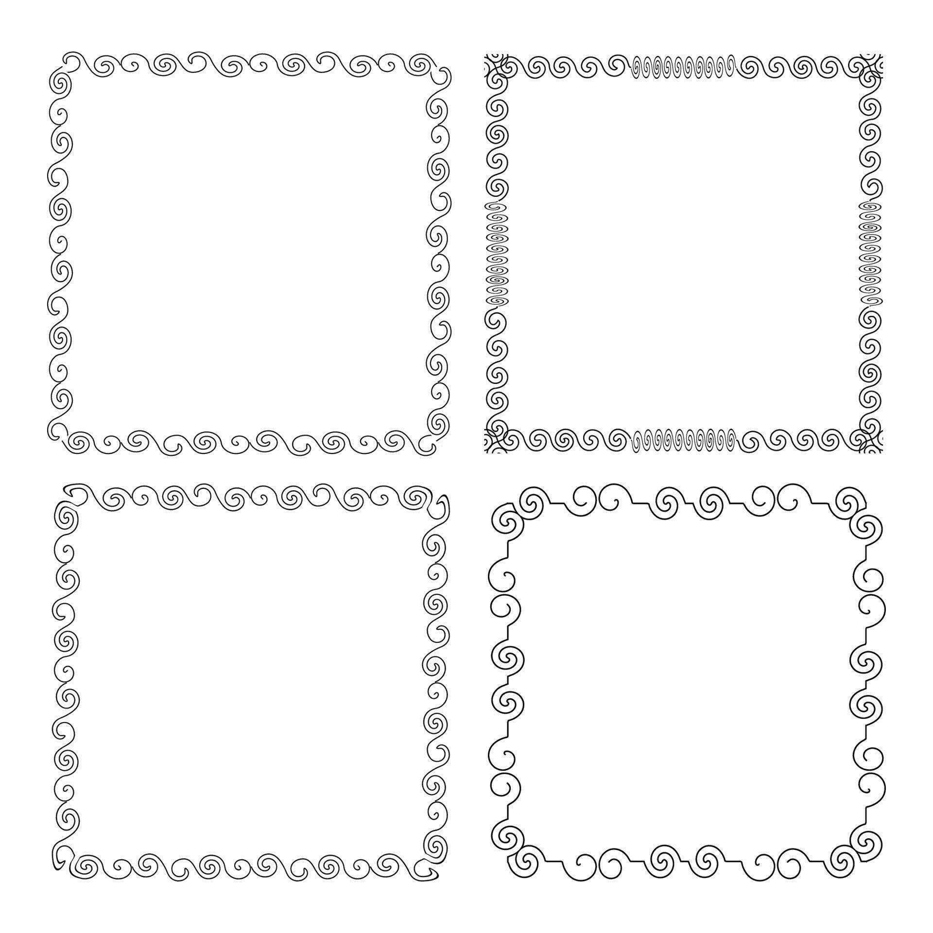 set of calligraphic abstract square frame decorative Line art Scroll vintage ornate frame ...