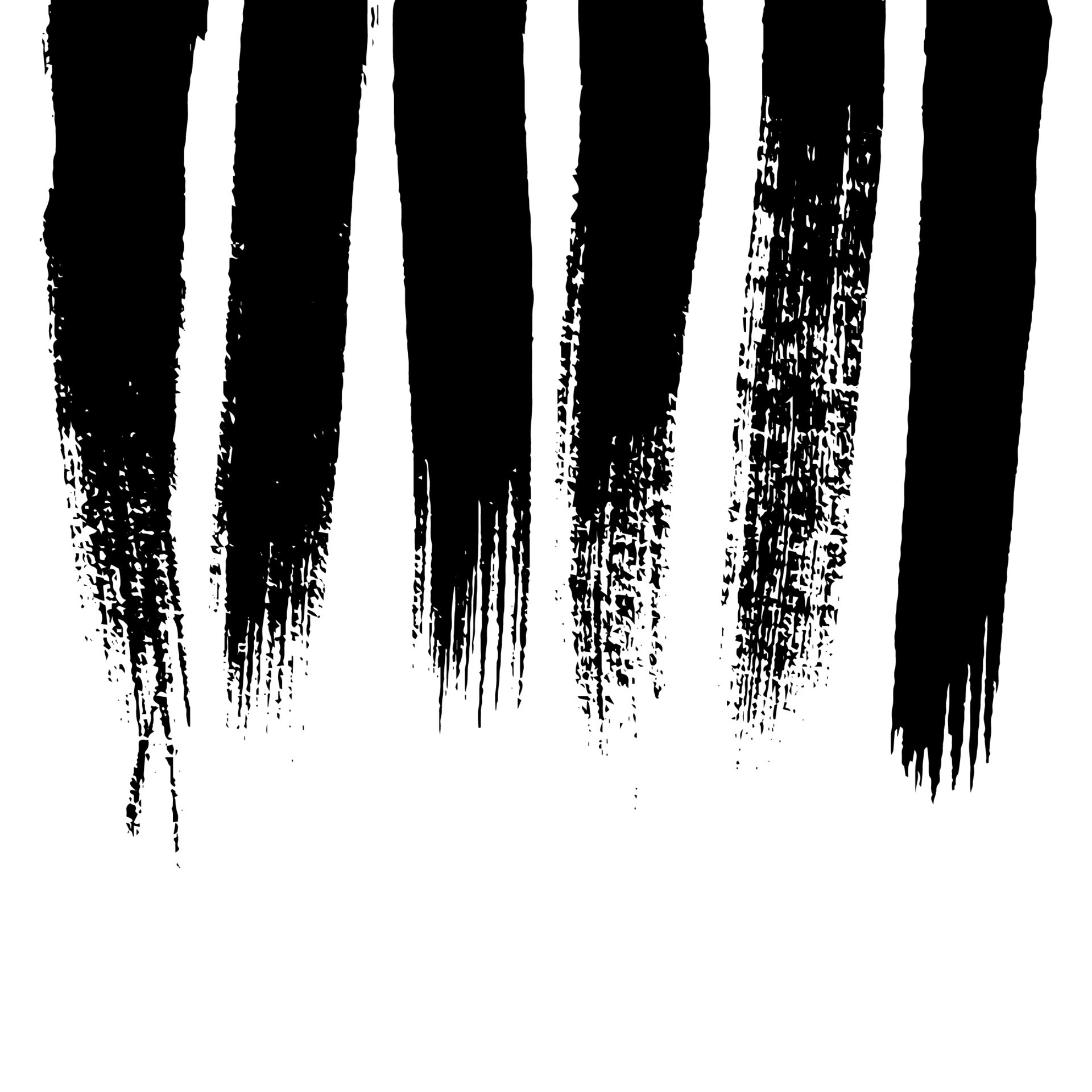 Black grunge brush strokes. Set of six painted ink stripes. Ink spot ...