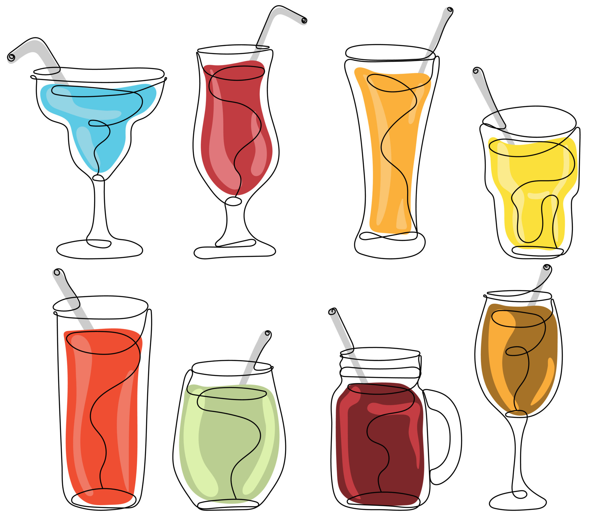 Summer Drinks And Cocktails Set Vector Illustration 22537273 Vector