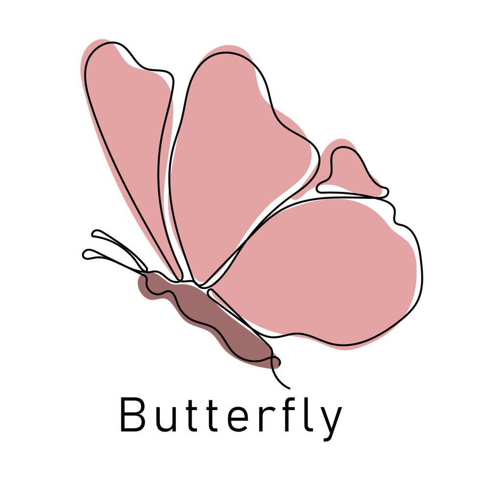Butterfly continuous line drawing element isolated on white background ... Butterfly continuous line drawing element isolated on white background ...