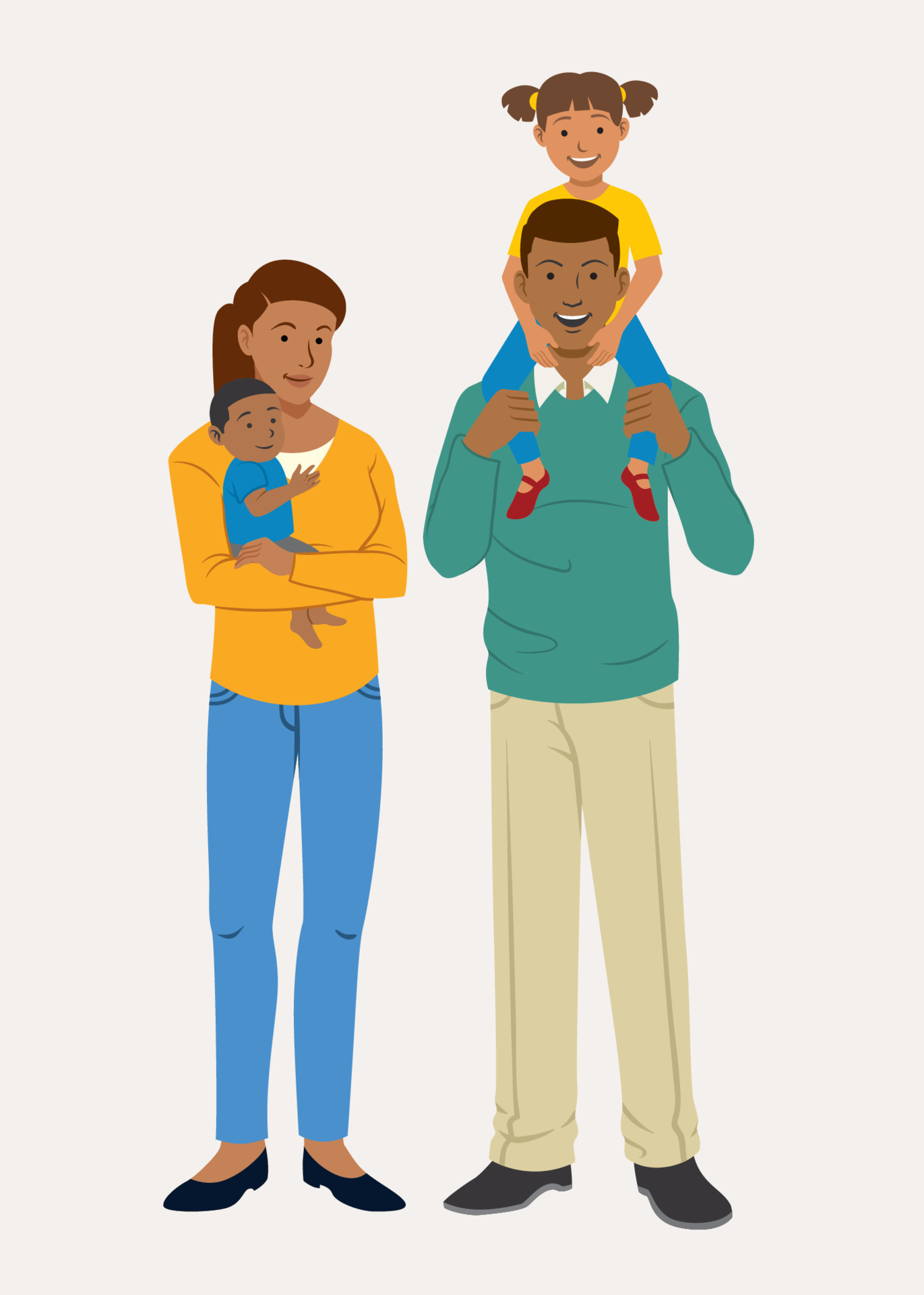 happy family poses with two kids 22539487 Vector Art at Vecteezy