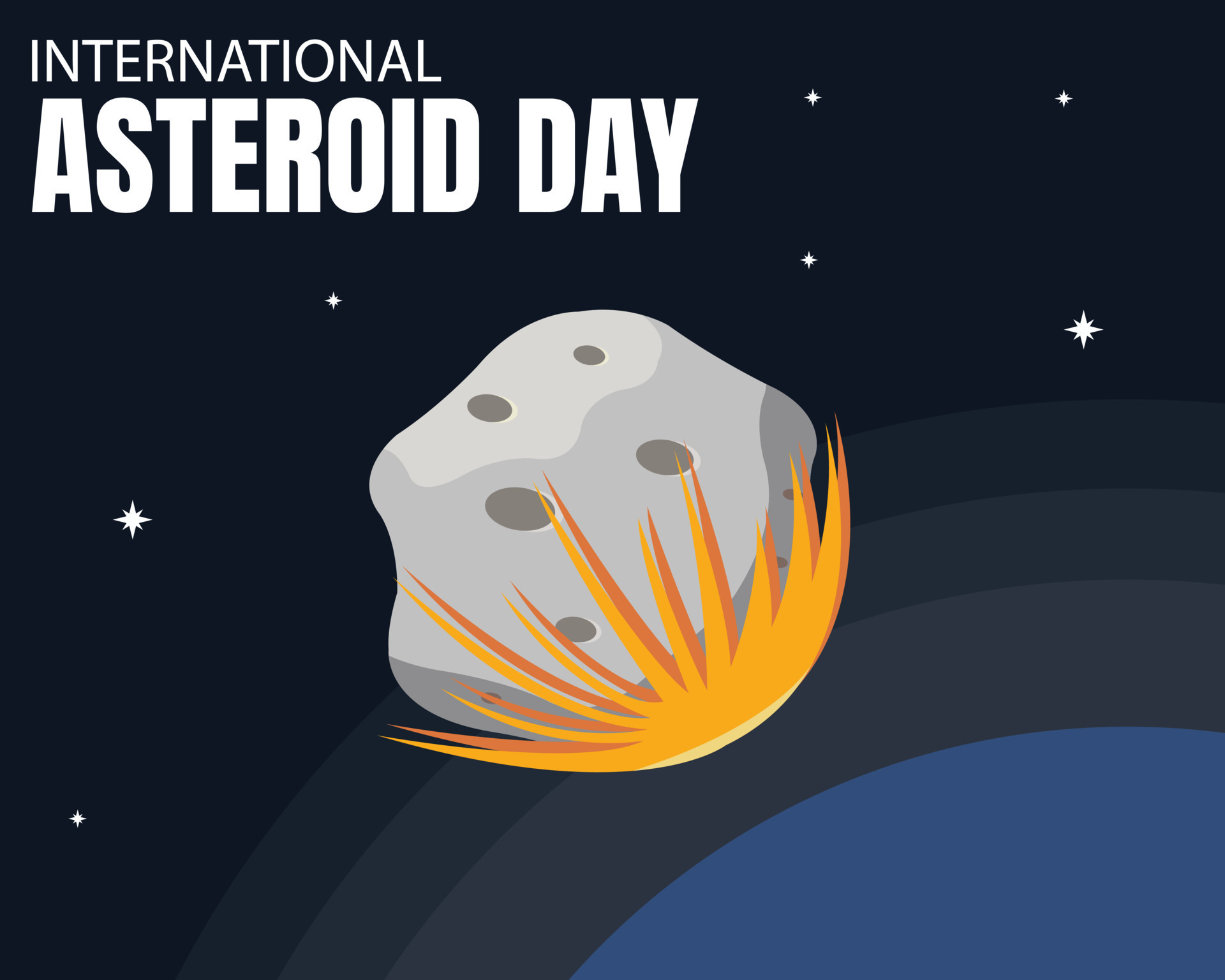 illustration vector graphic of Asteroids fall on fire and enter Earth's ...