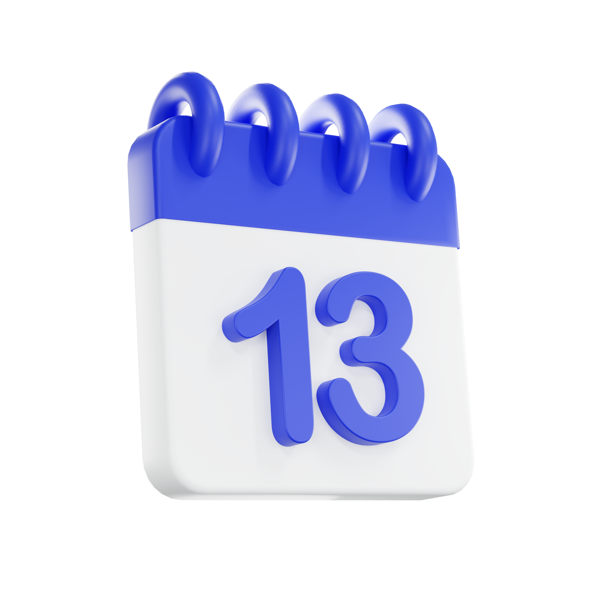 3d rendering calendar icon with a day of 13. Blue and white color. 22541214 PNG