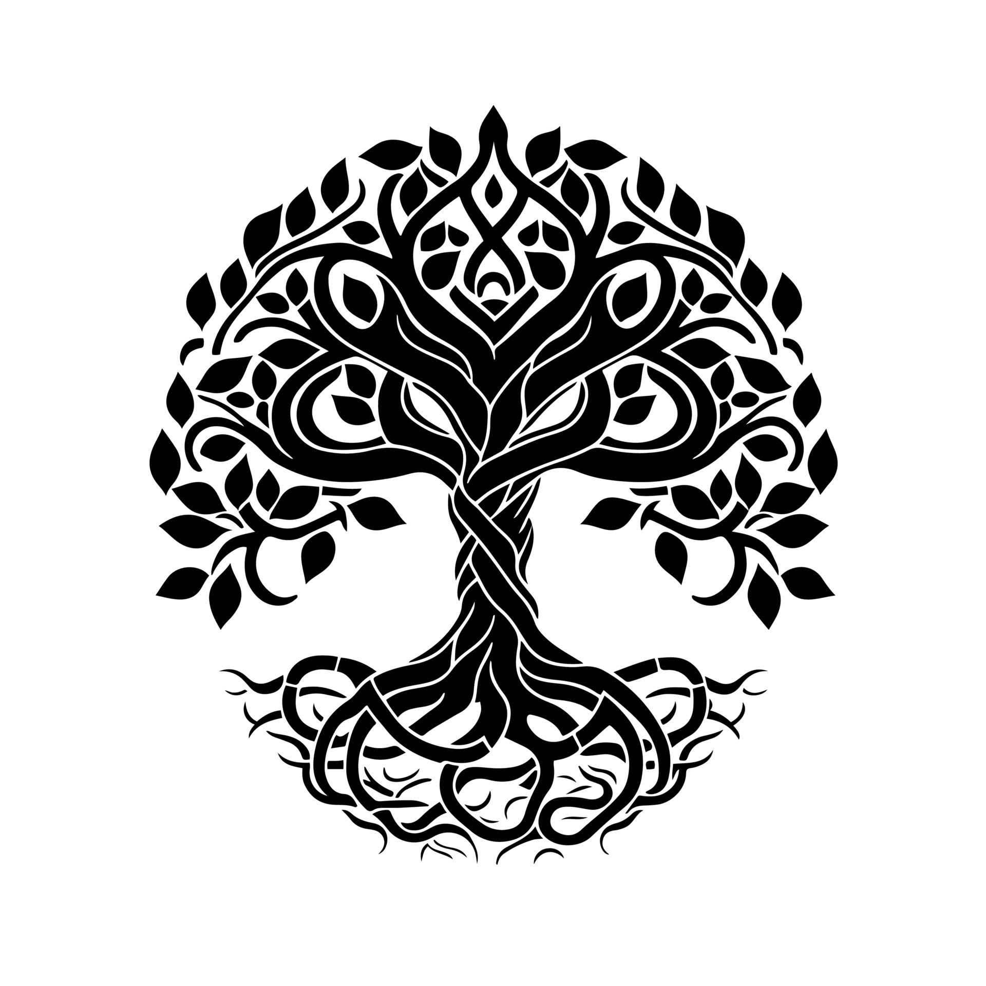 Beautiful celtic-style tree with intricate roots and foliage. A stunning, ornate design perfect ...