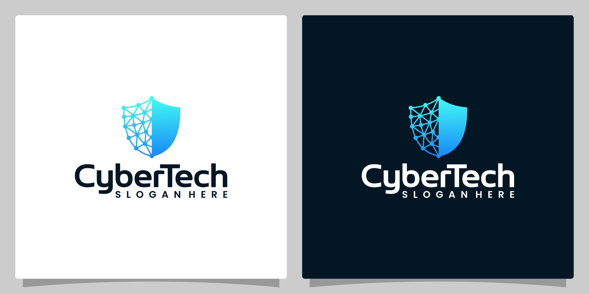 Cyber Tech Logo Design Template With Network Shield Graphic Design Vector Illustration Symbol