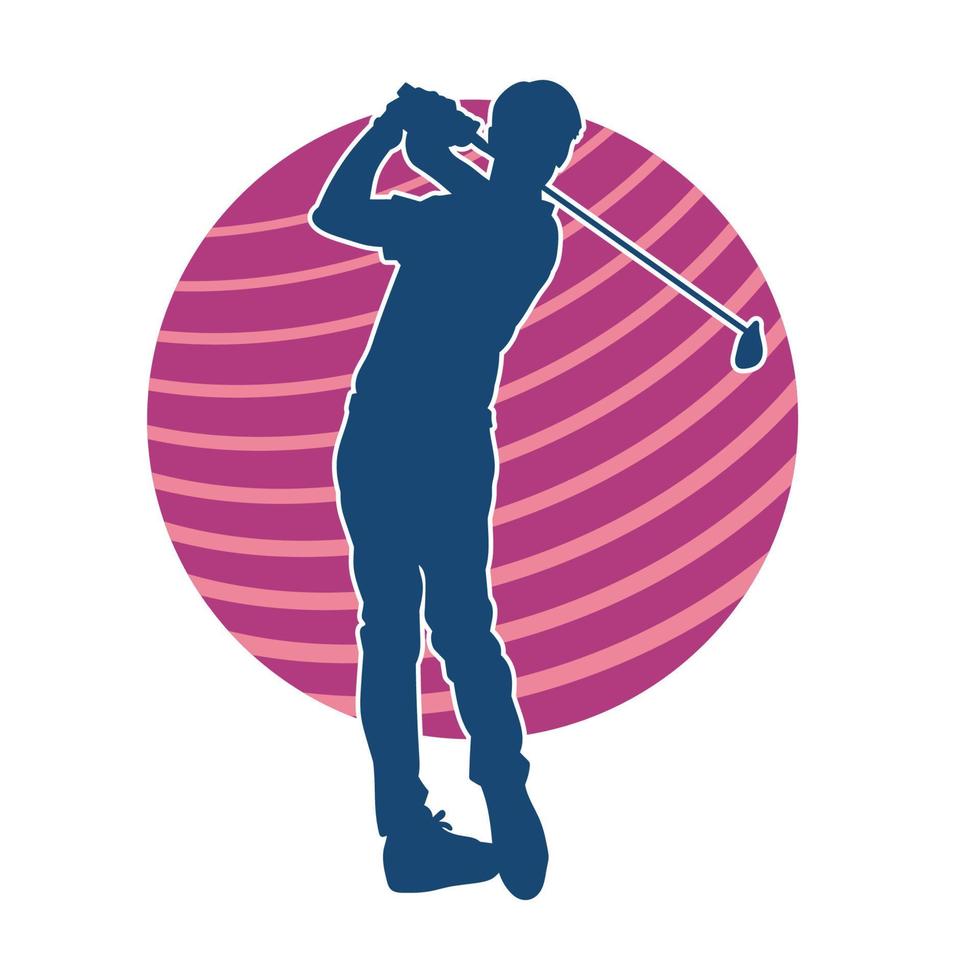 silueta de un masculino golf atleta balanceo su golf club o golf palo ...