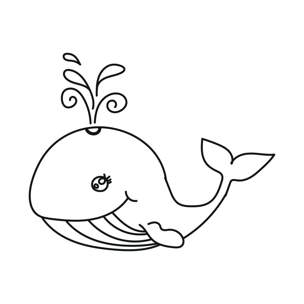 Hand drawn cute whale animal line art 22576562 Vector Art at Vecteezy