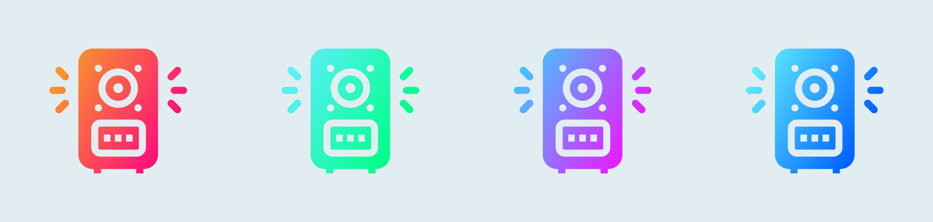 Speaker Solid Icon In Gradient Colors Audio Signs Vector Illustration