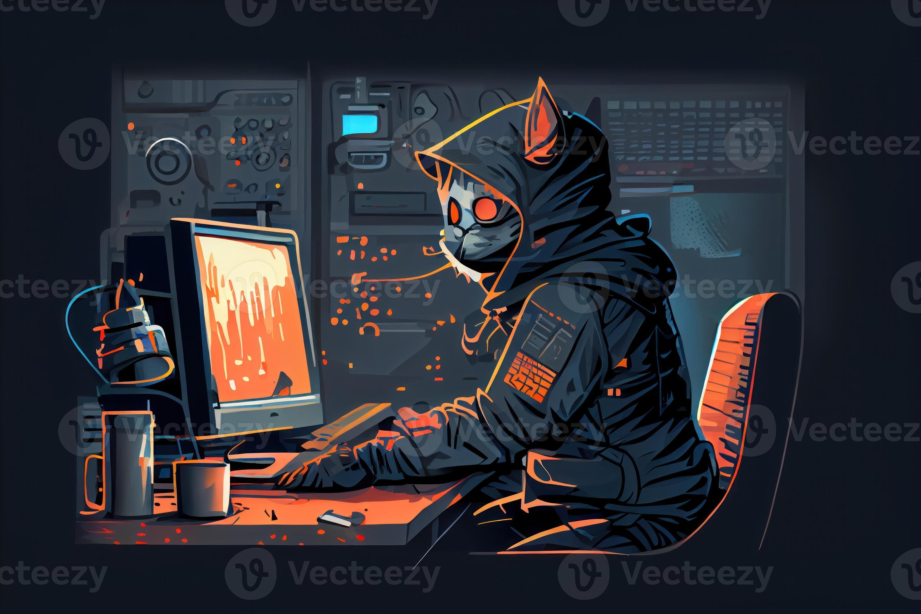 hacker cat working job profession illustration. AI Generated 22579613 ... hacker cat working job profession illustration. AI Generated 22579613 ...