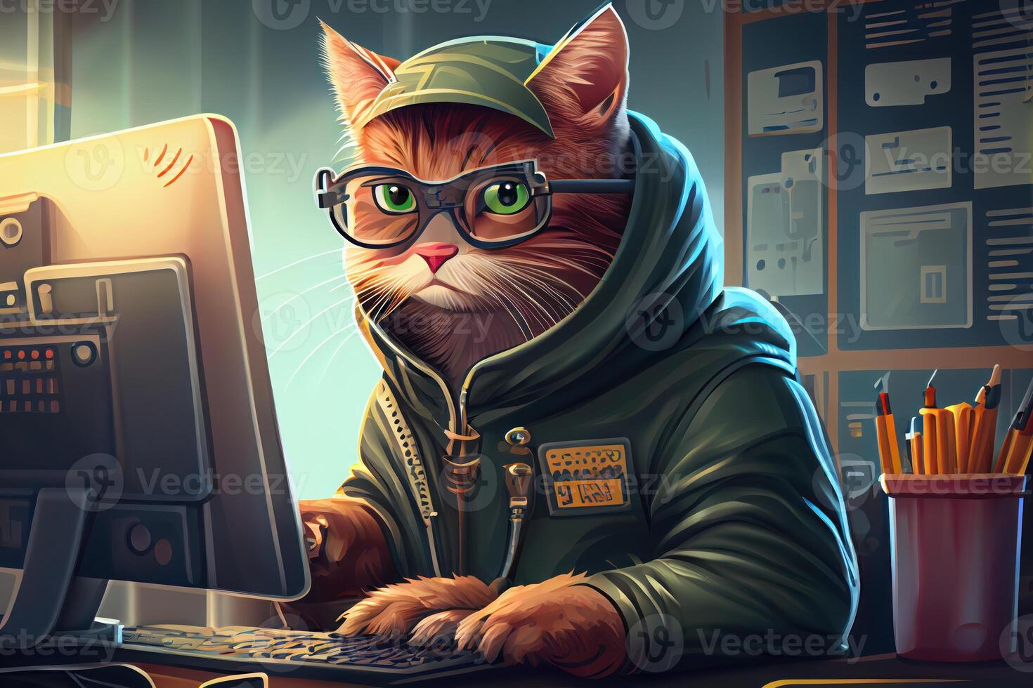 hacker cat working job profession illustration. 22579633 Stock Photo at ... hacker cat working job profession illustration. 22579633 Stock Photo at ...