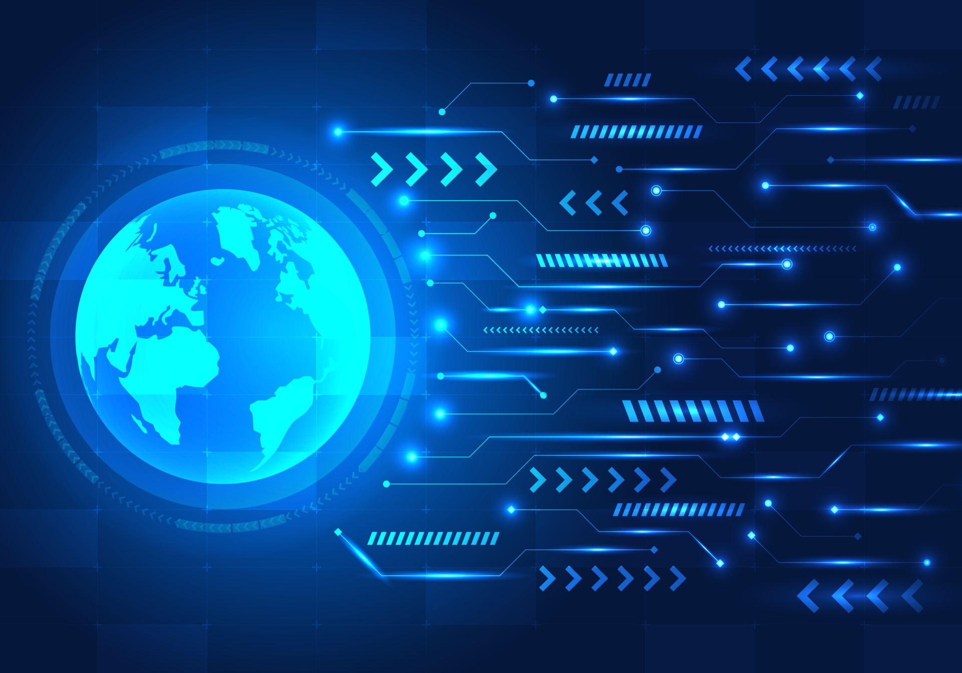 Global technology circle connected to the network It means technology that can reach everyone in ...