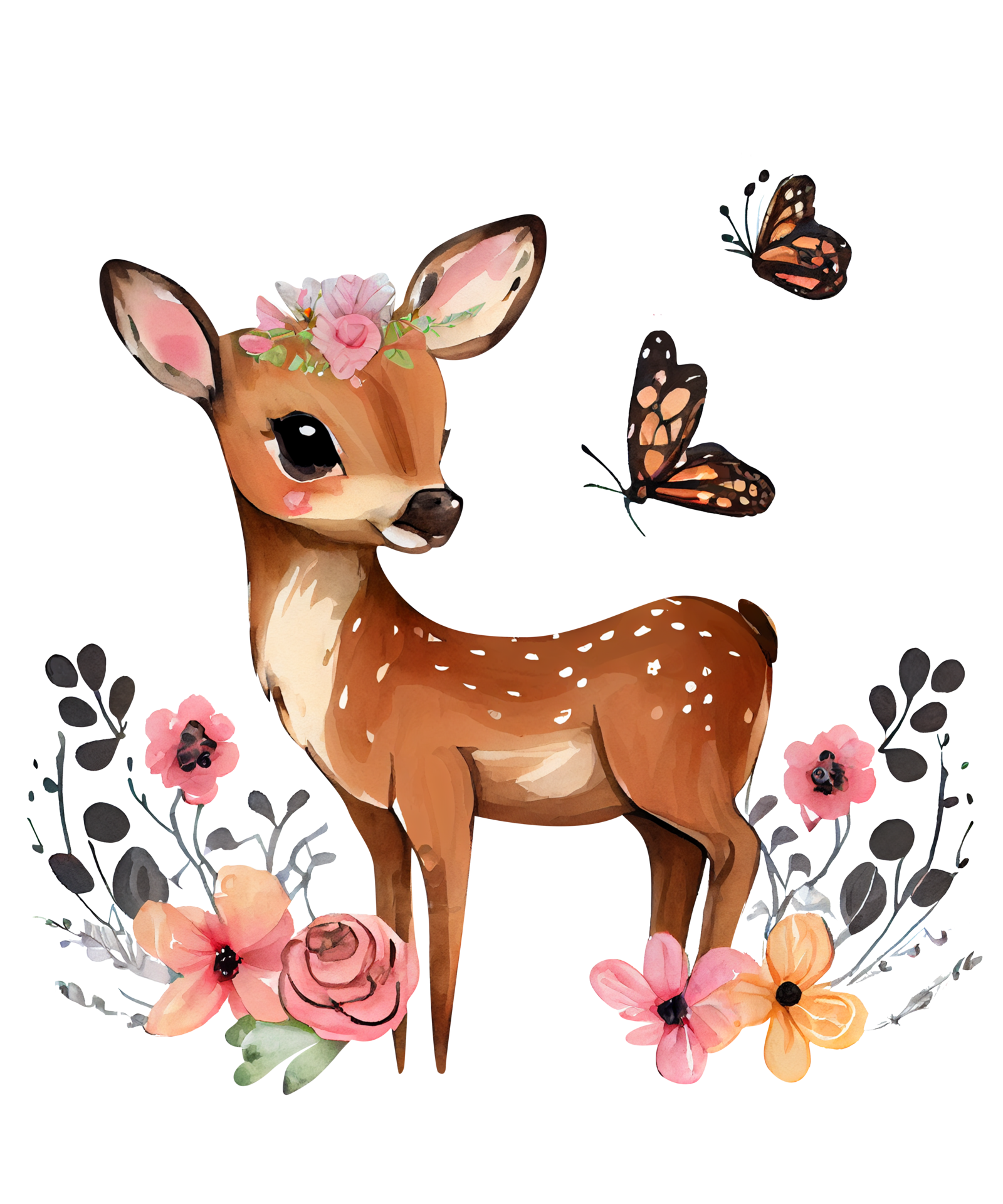 Cute Woodland Deer Watercolor 22583496 PNG