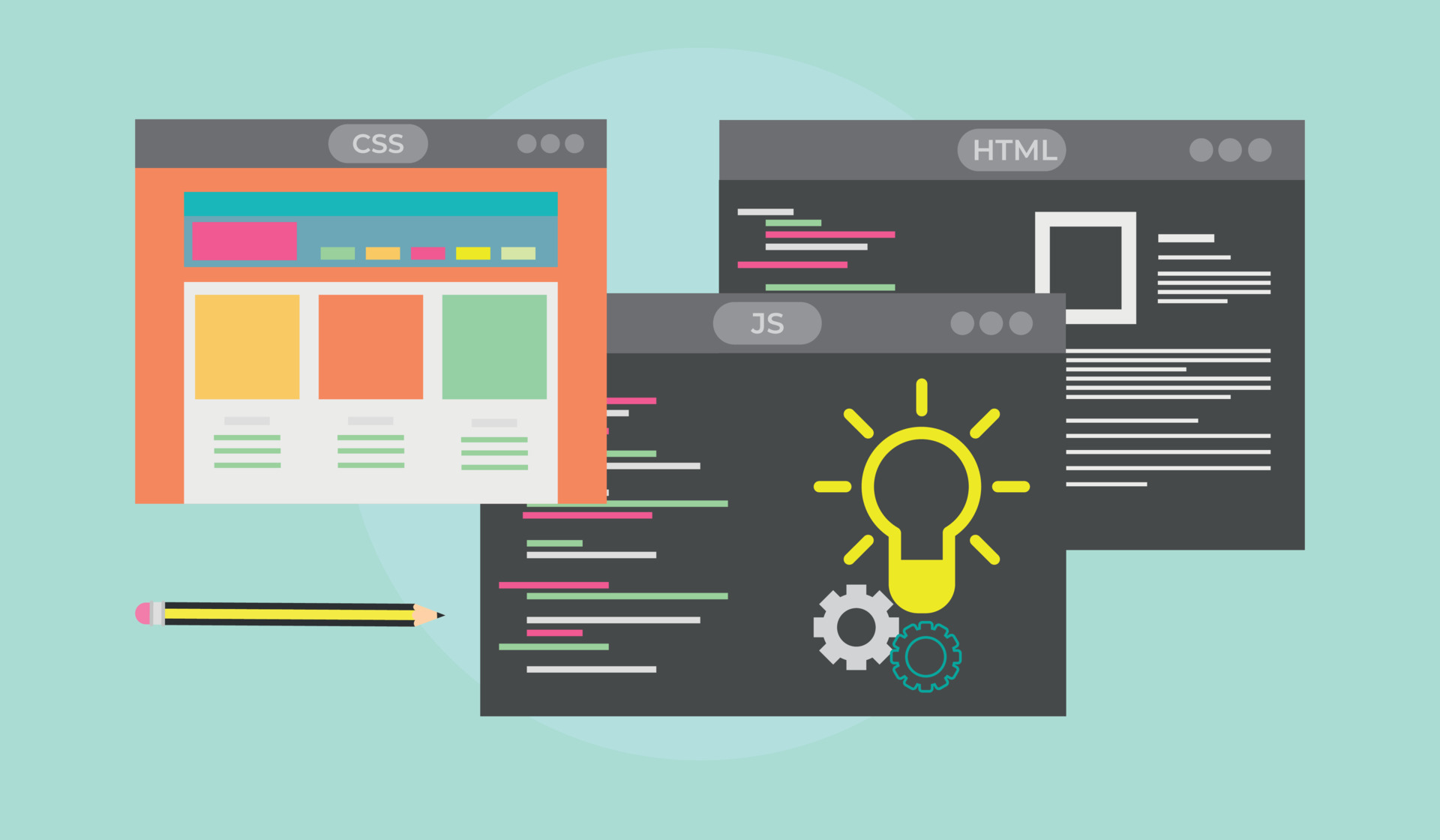 Web Development Coding Design Technology Conceptual Vector Banner With Icons And Elements