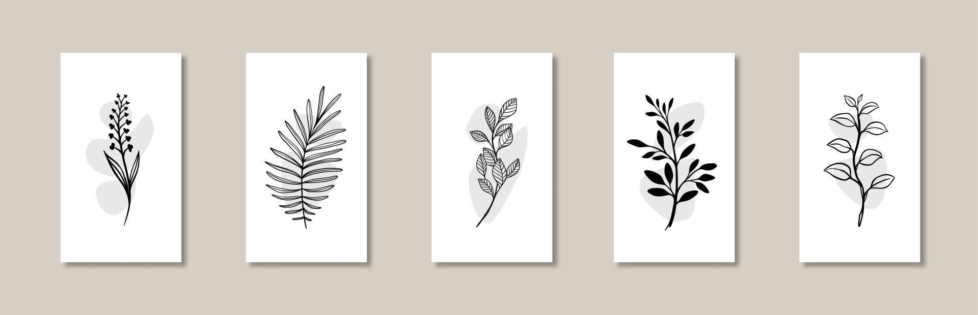 Floral botanical line art vector poster for wall decoration 22586776 ...