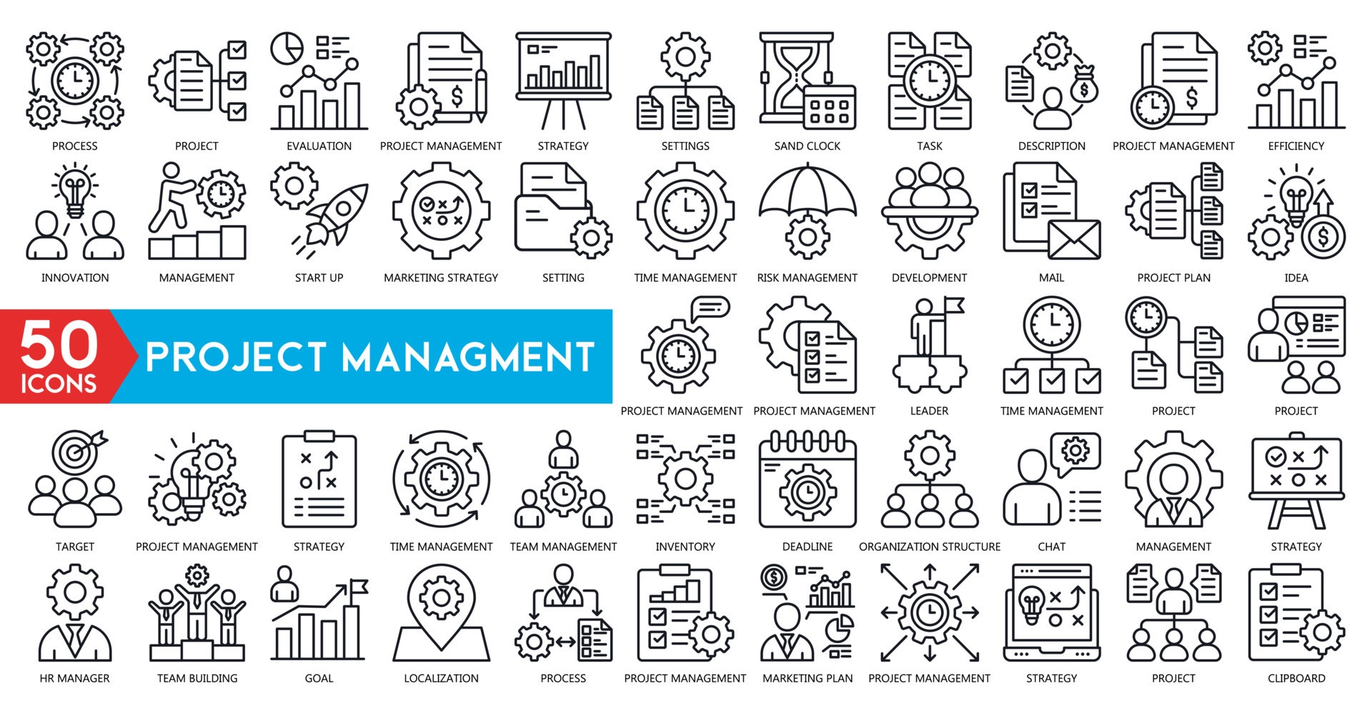 Project management icon collection. Time management and planning ...
