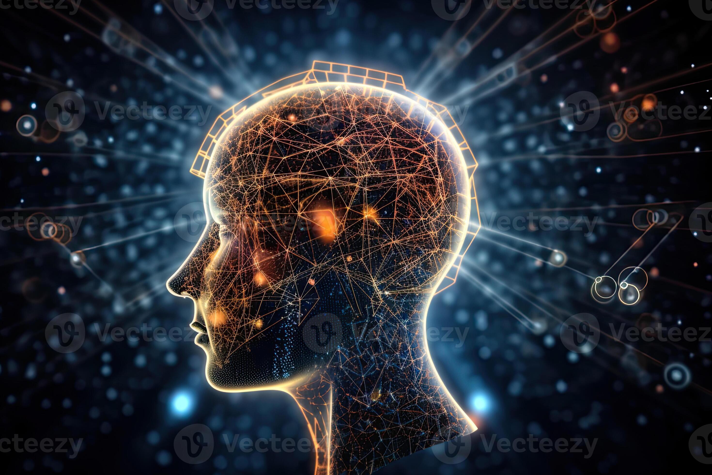 Human head silhouette with neural connection. Thinking process. 22591273 Stock Photo at Vecteezy
