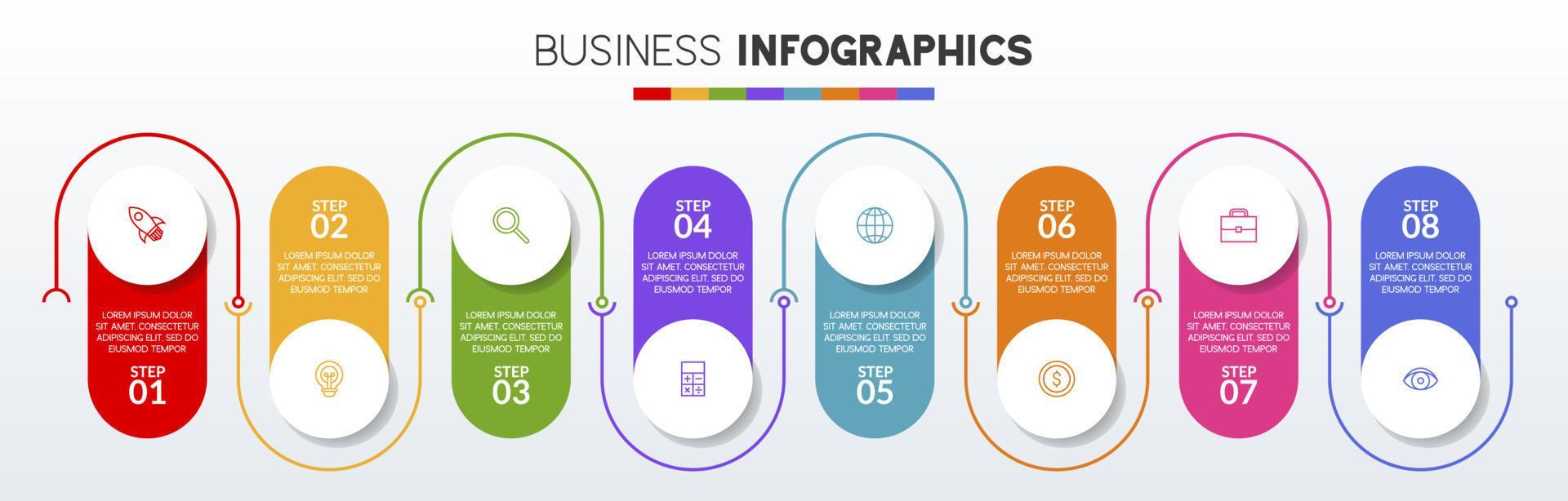 Infographics design template and icons with 8 options or 8 steps ...