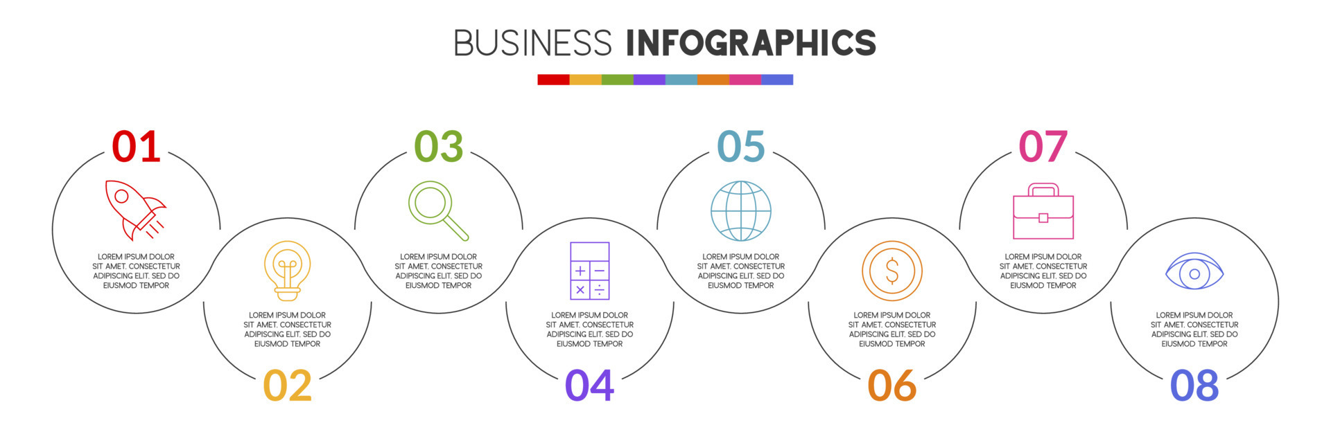 Infographics design template and icons with 8 options or 8 steps ...