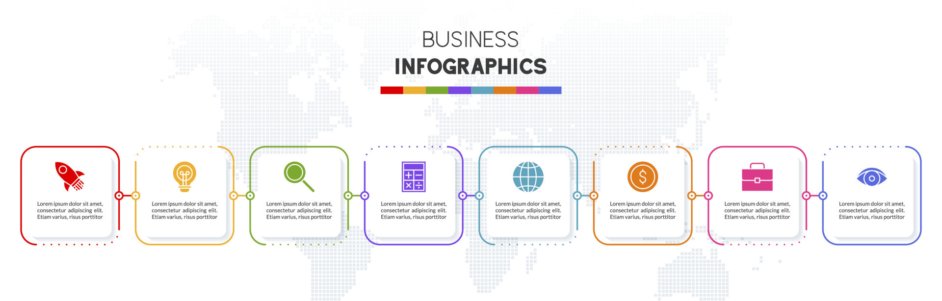 Infographics design template and icons with 8 options or 8 steps ...