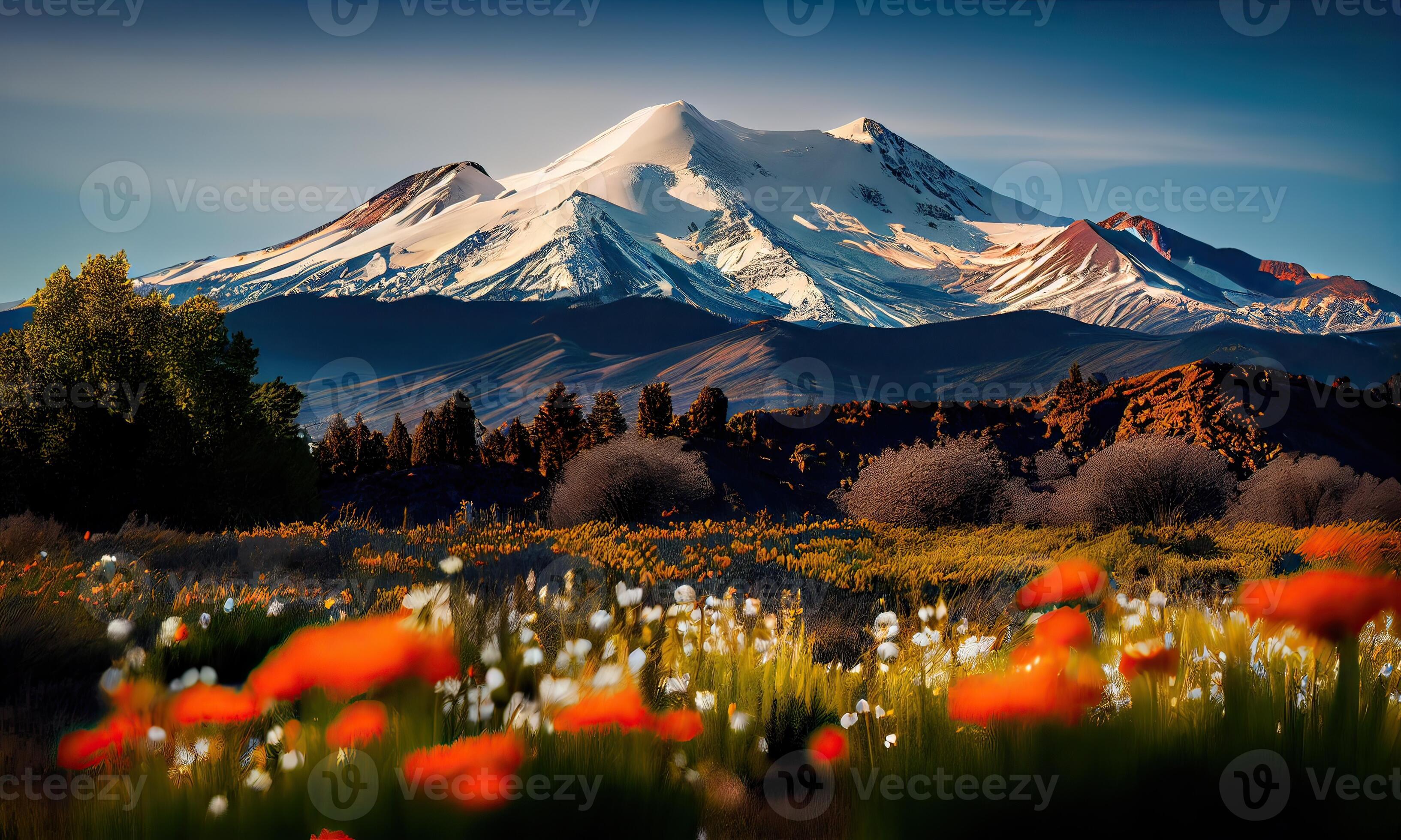 Scenic panoramic view of idyllic rolling hills landscape with blooming ...
