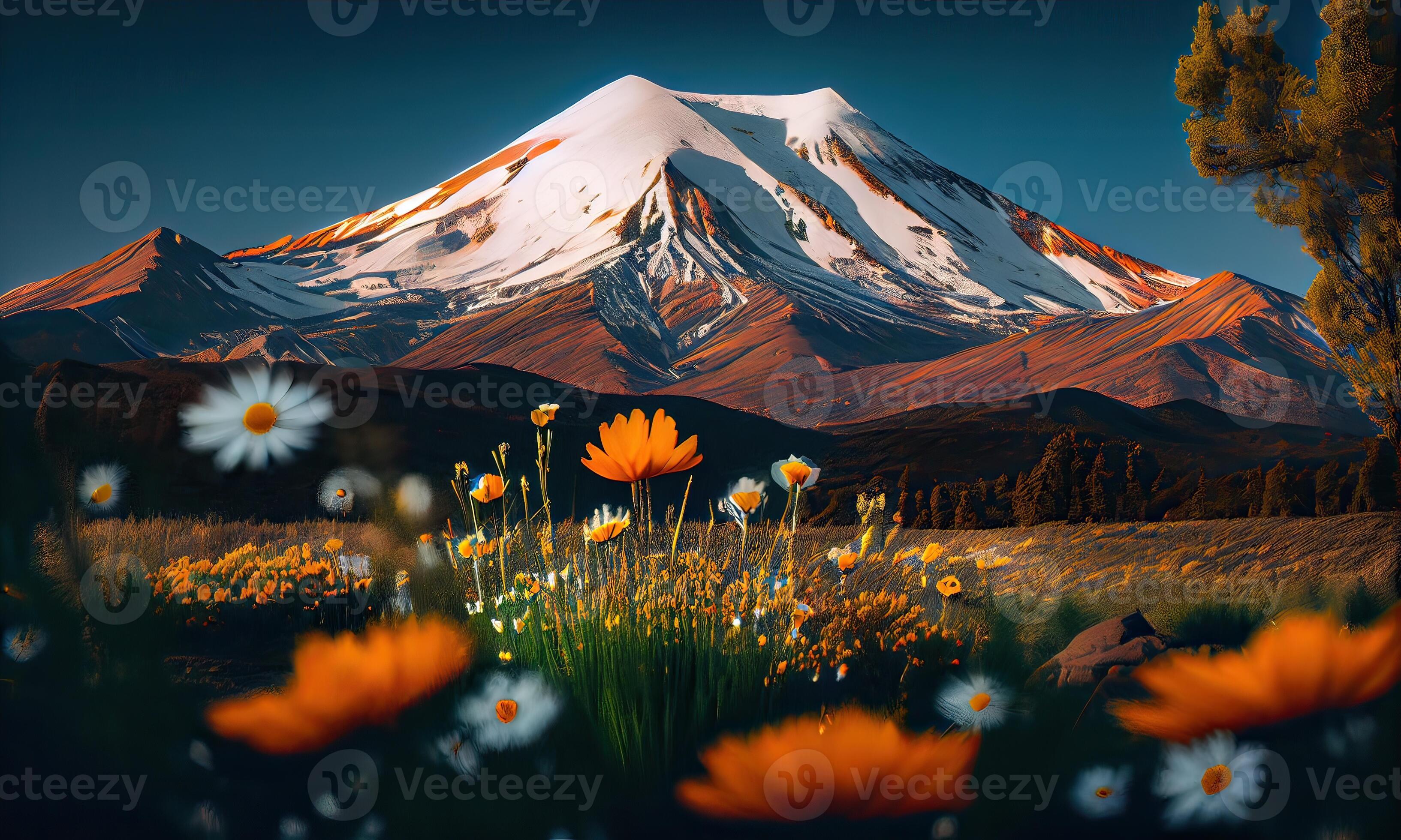 Scenic panoramic view of idyllic rolling hills landscape with blooming ...