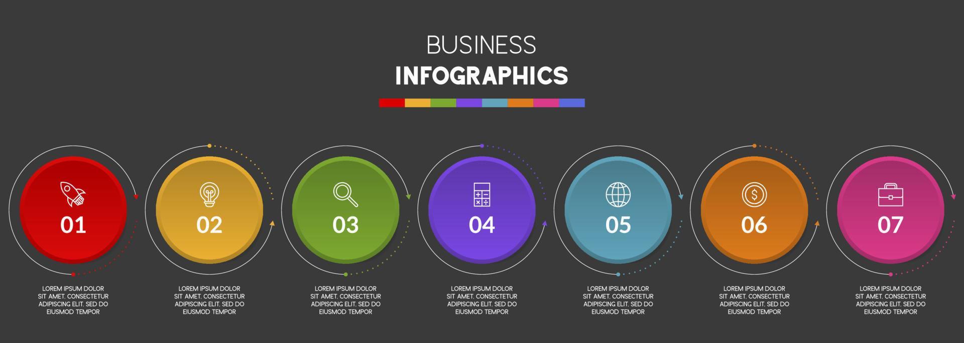 Infographics design template and icons with 7 options or 7 steps ...