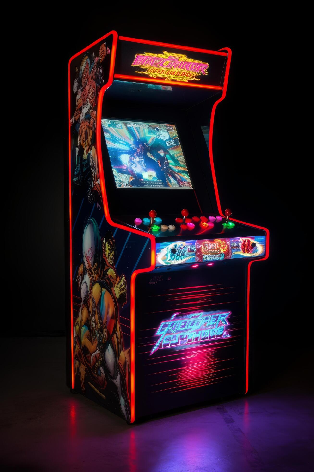 A Holographic street fighter Arcade glowing Game machine 22592383 Stock Photo at Vecteezy