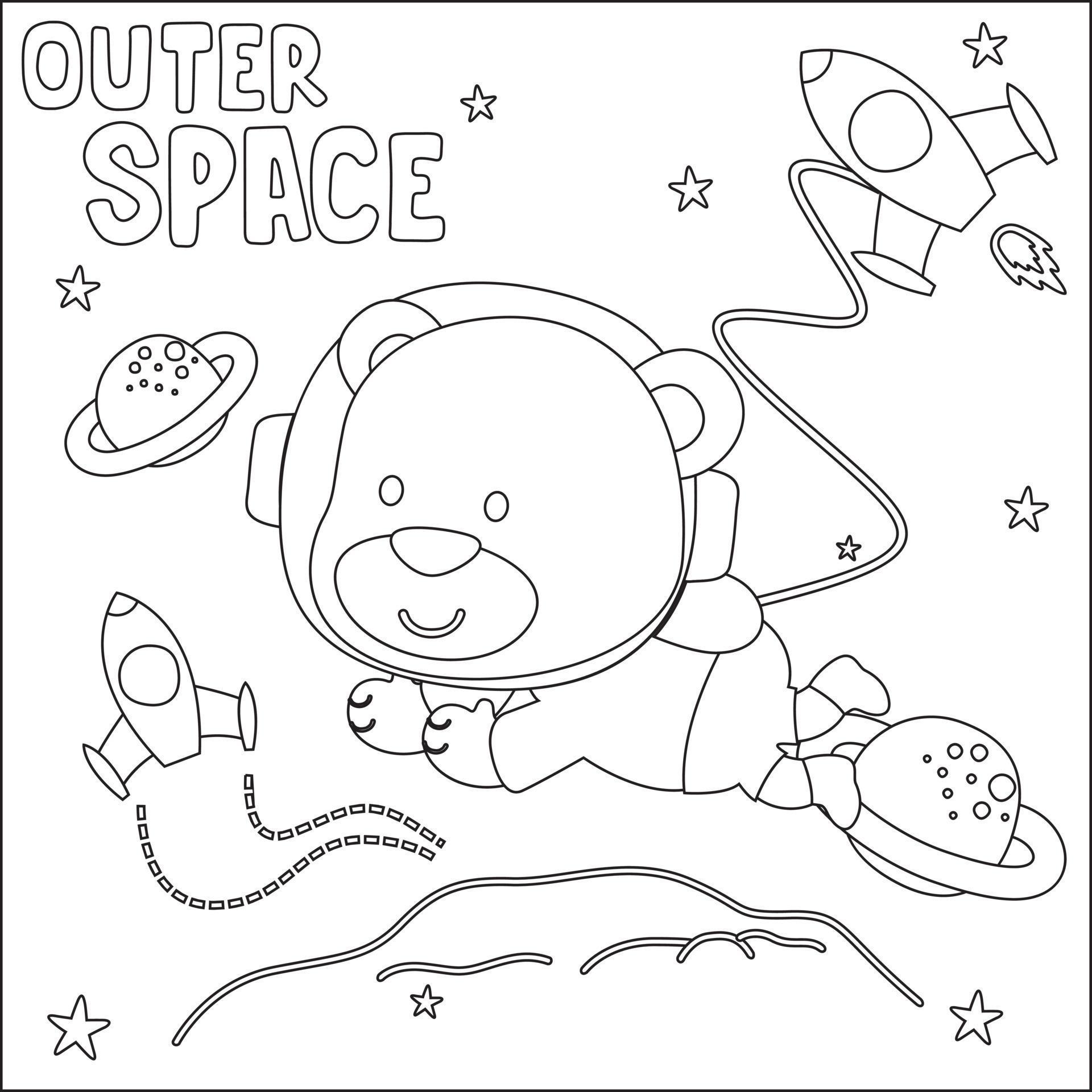 Vector illustration of cute cartoon astronauts little animal in space ...