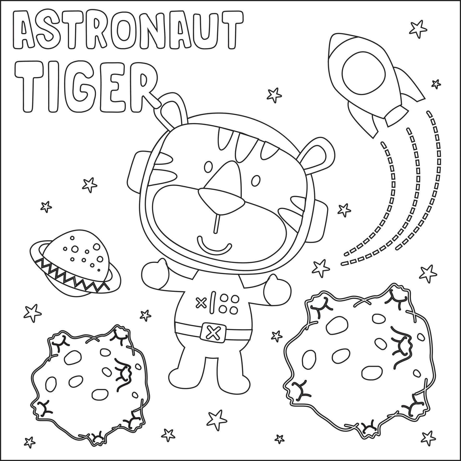 Vector illustration of cute cartoon astronauts little animal in space ...