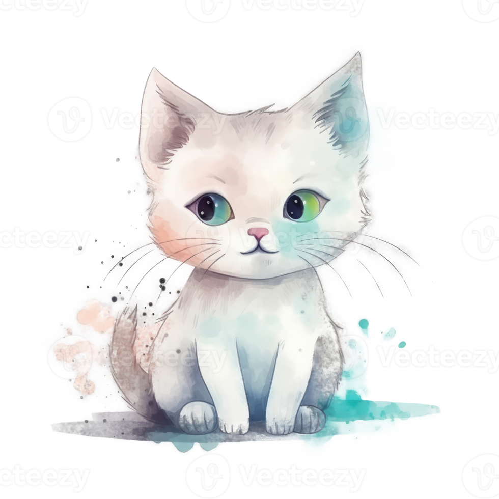 Cute Watercolor Cat 22598667 Png