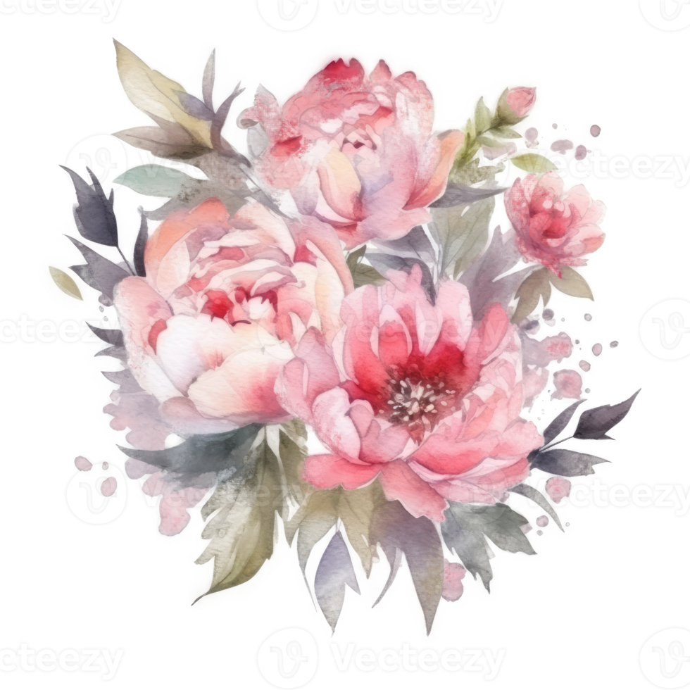Elegant watercolor peony flower bouquet. 22598713 PNG Elegant watercolor peony flower bouquet. 22598713 PNG