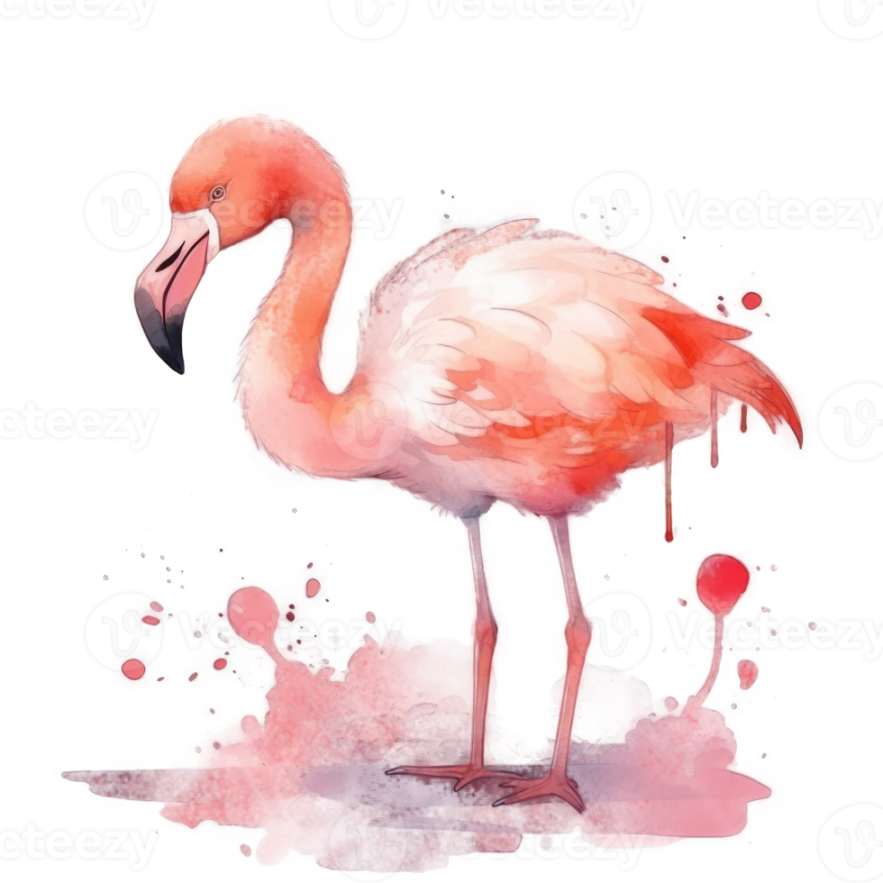 Pink watercolor flamingo. 22598793 PNG