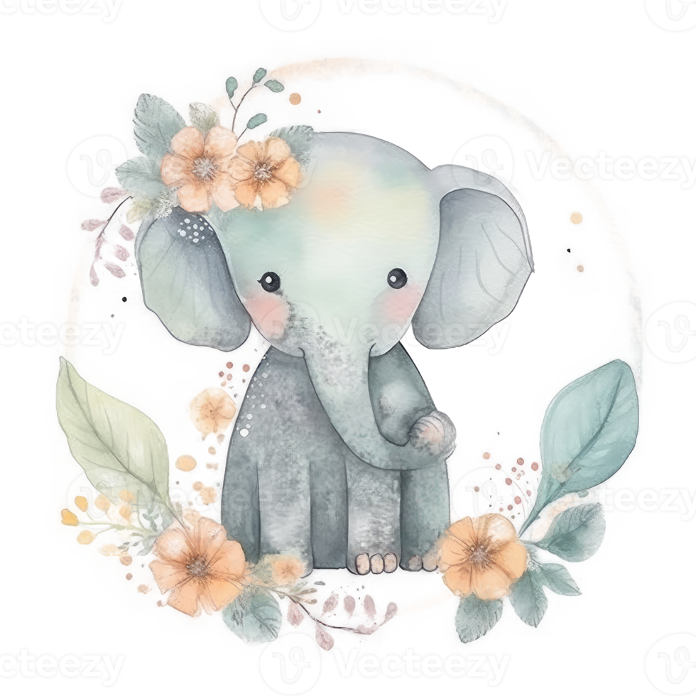 Cute watercolor elephant. 22598866 PNG