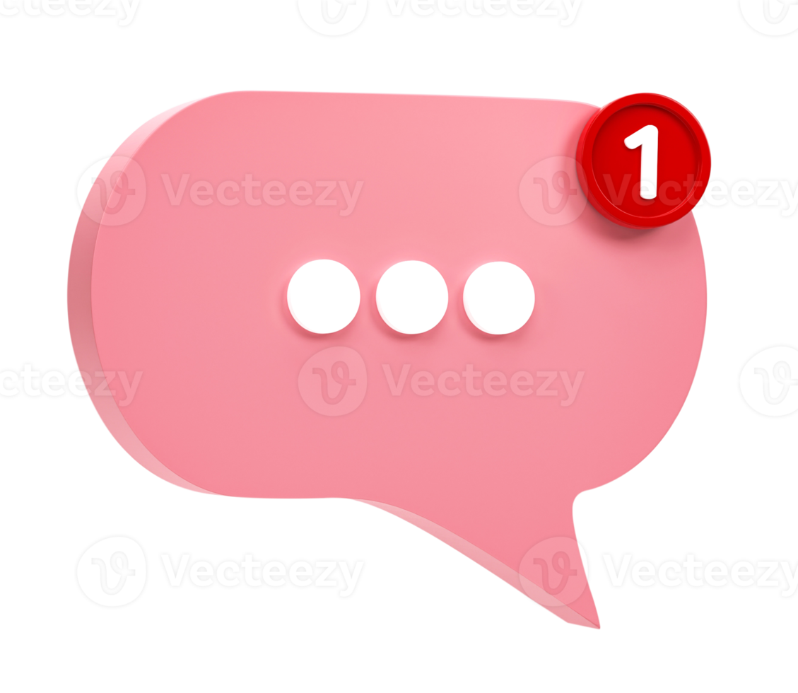 3D rendering. Chat bubble icon isolated on transparent background ...