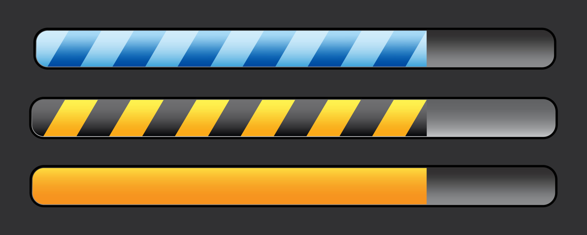 loading bar progress icons, load sign green vector illustration. System ...