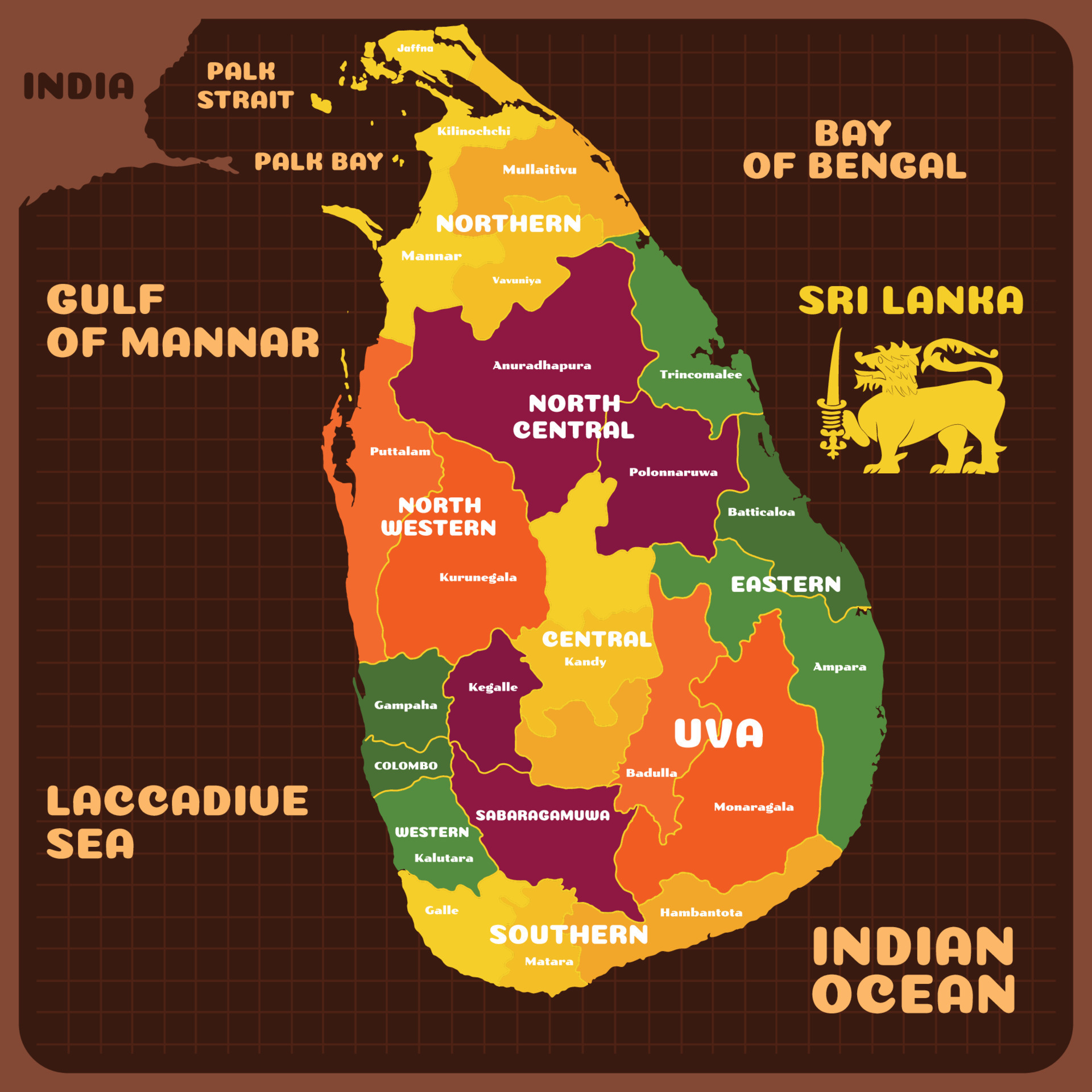 vistoso sri lanka mapa con rodeando fronteras 22603616 Vector en Vecteezy