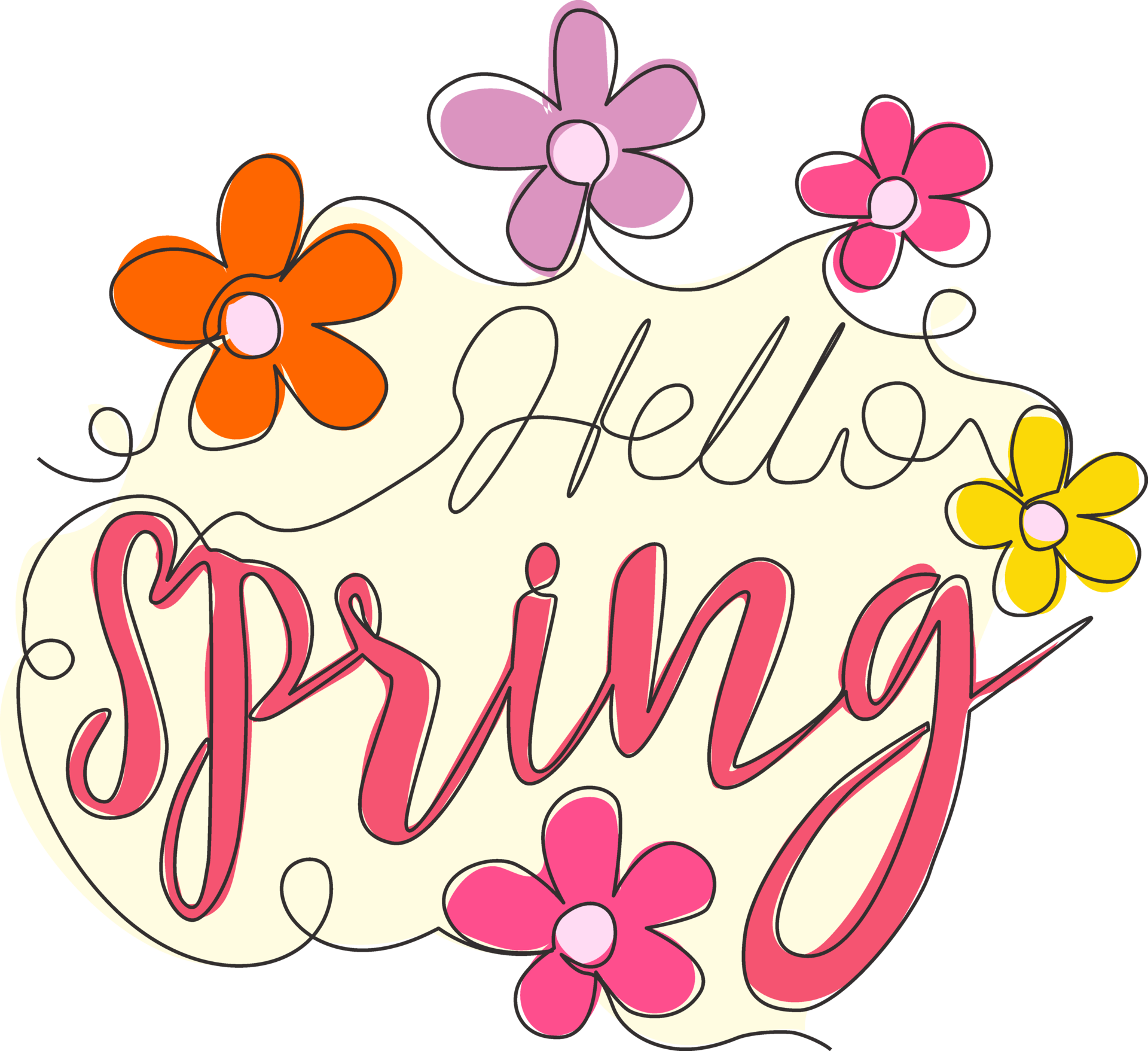 One single line drawing of cute and beauty typography quote - Hello ...