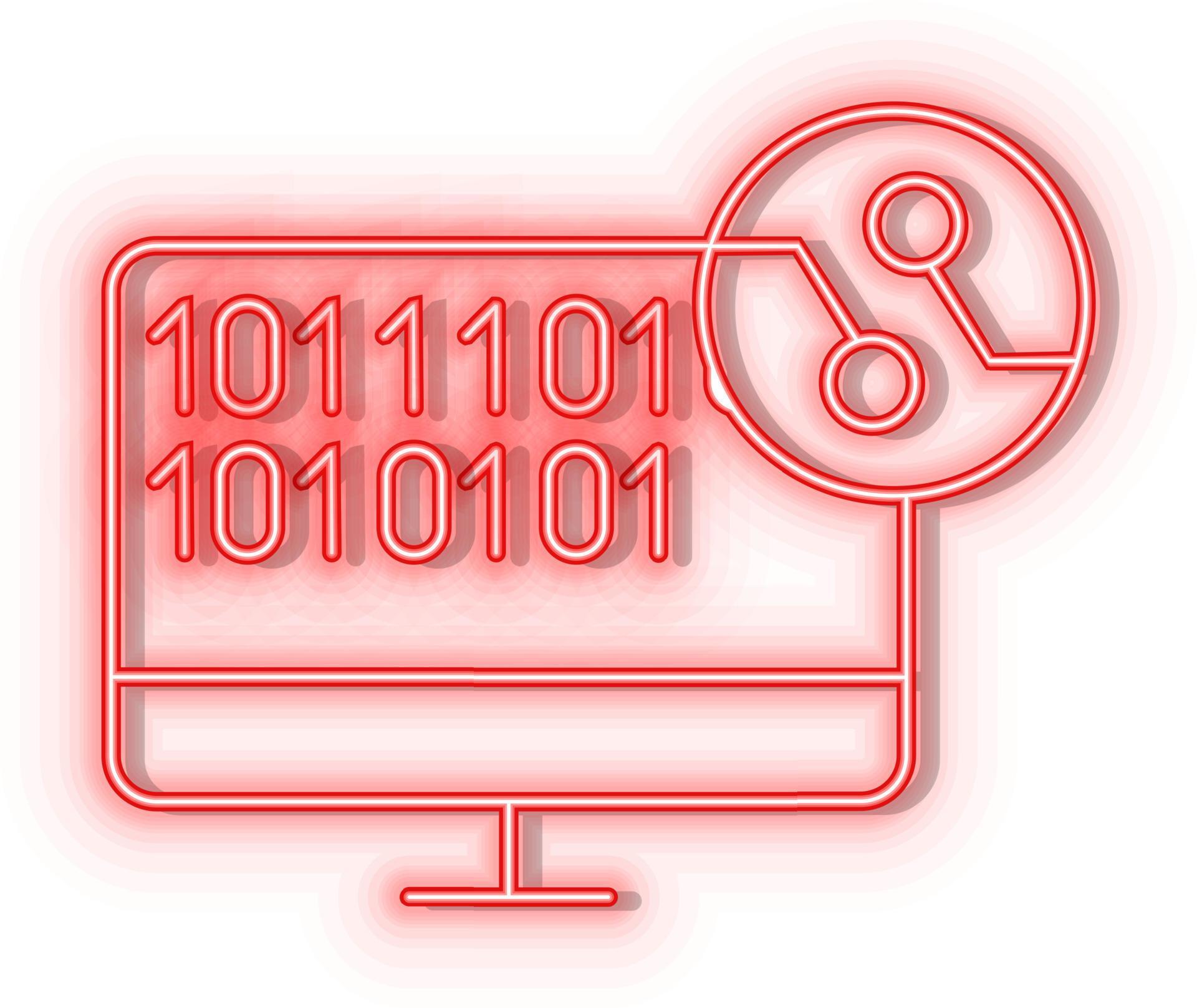 Retro style red neon vector icon ai, computer, code red neon icon ...