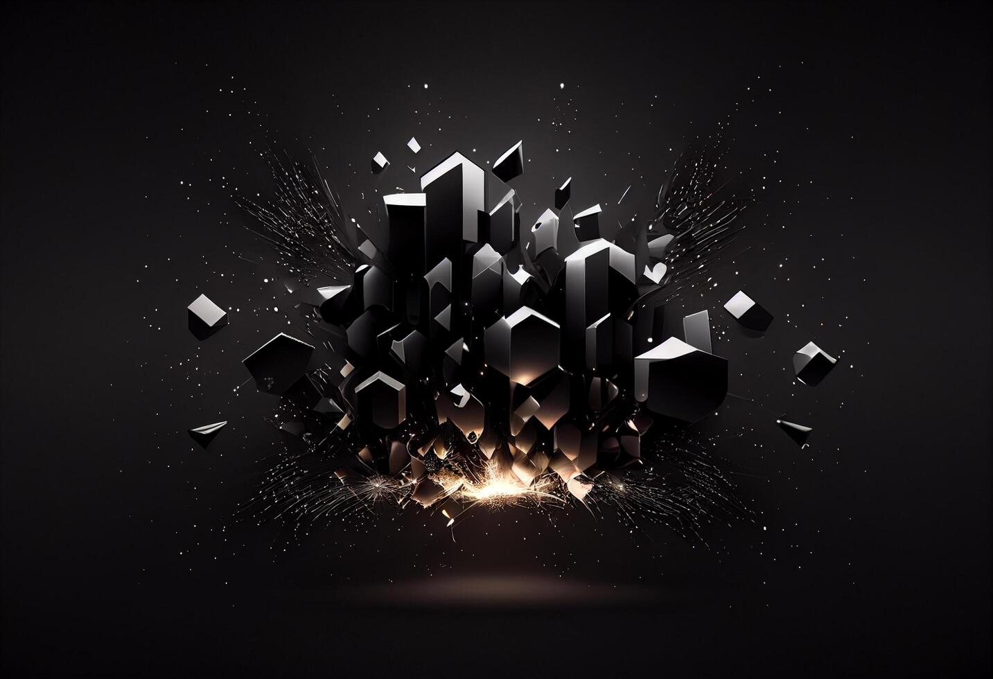 Abstract black background with geometric shapes. 3d rendering, 3d ...