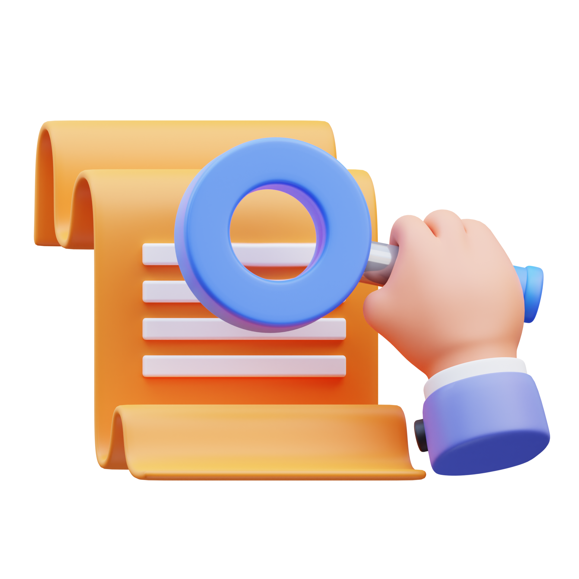 3d Render Illustration Of Activity Icon Of Hand Holding Magnifying Glass Suitable For Social