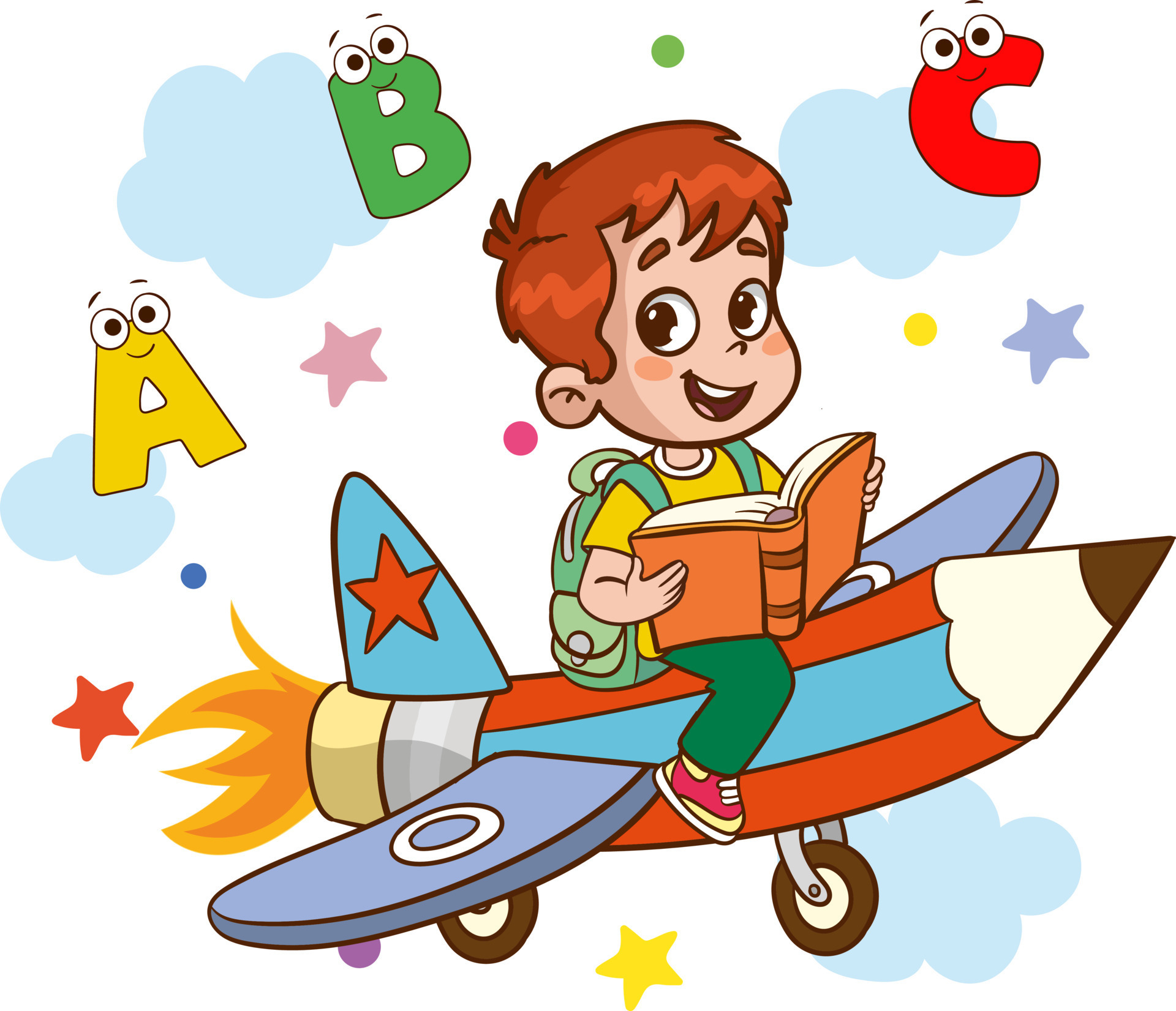 fun educational images with educational materials.Funny Kid Flying On ...