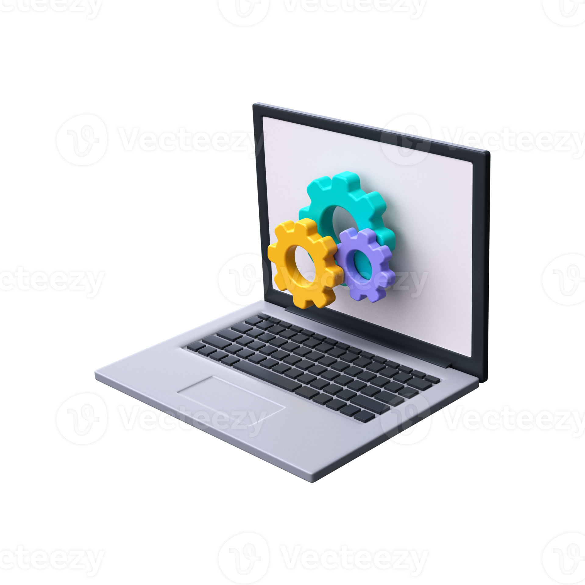 3d Laptop and gears icon. Technical support icon. Computer service. 22610078 PNG