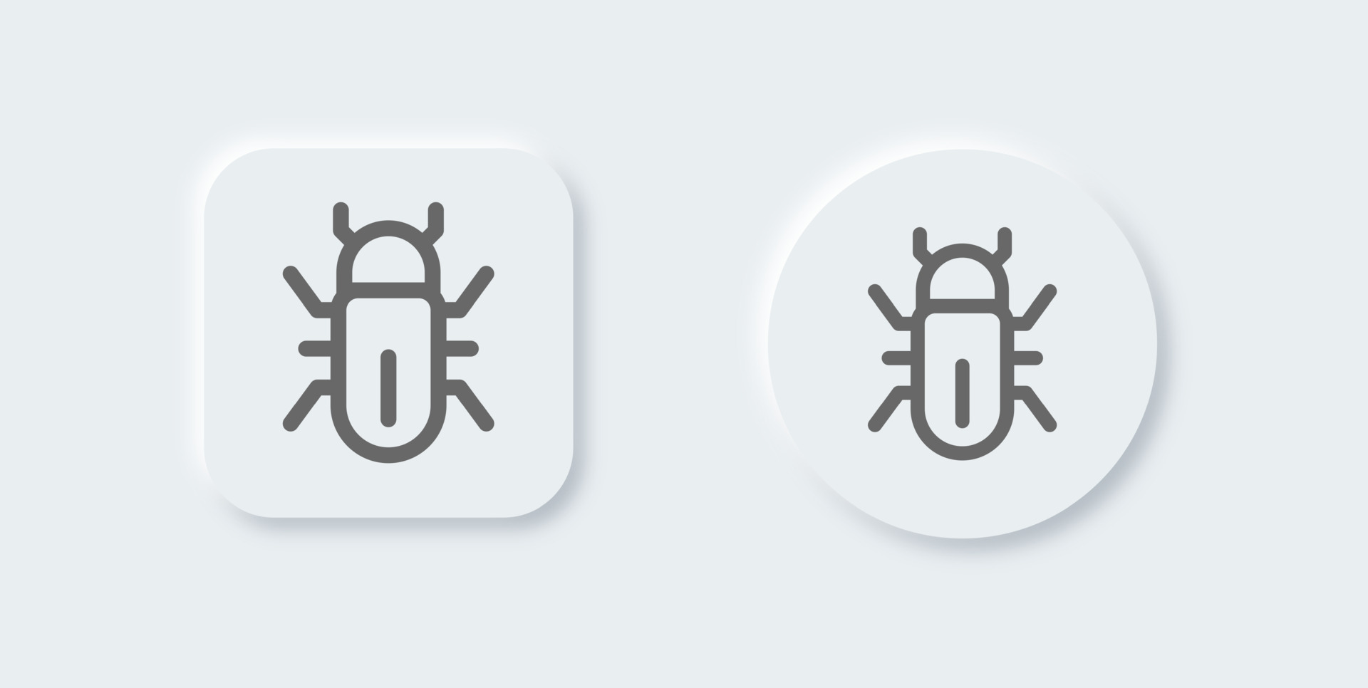 Bug Line Icon In Neomorphic Design Style Virus Signs Vector